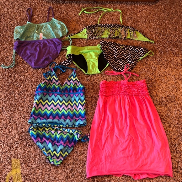 Justice | Swim | Justice Girls Swimsuits And Coverup Size 12 | Poshmark